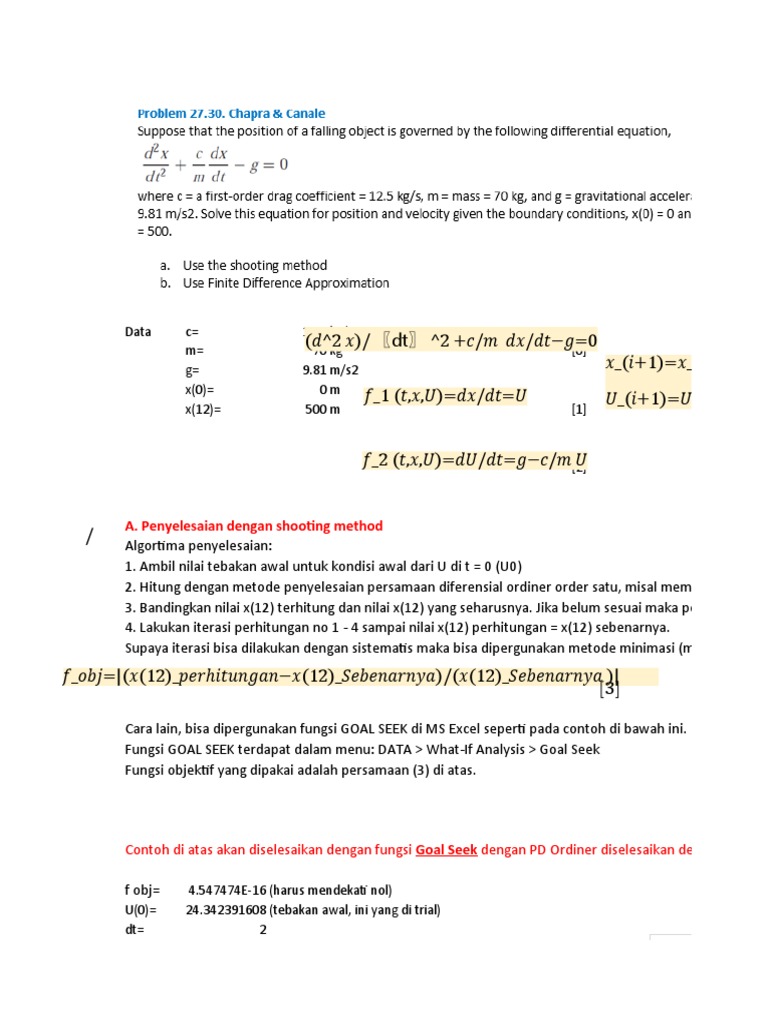 Shooting Method & Goal Seek ODE Solution | PDF