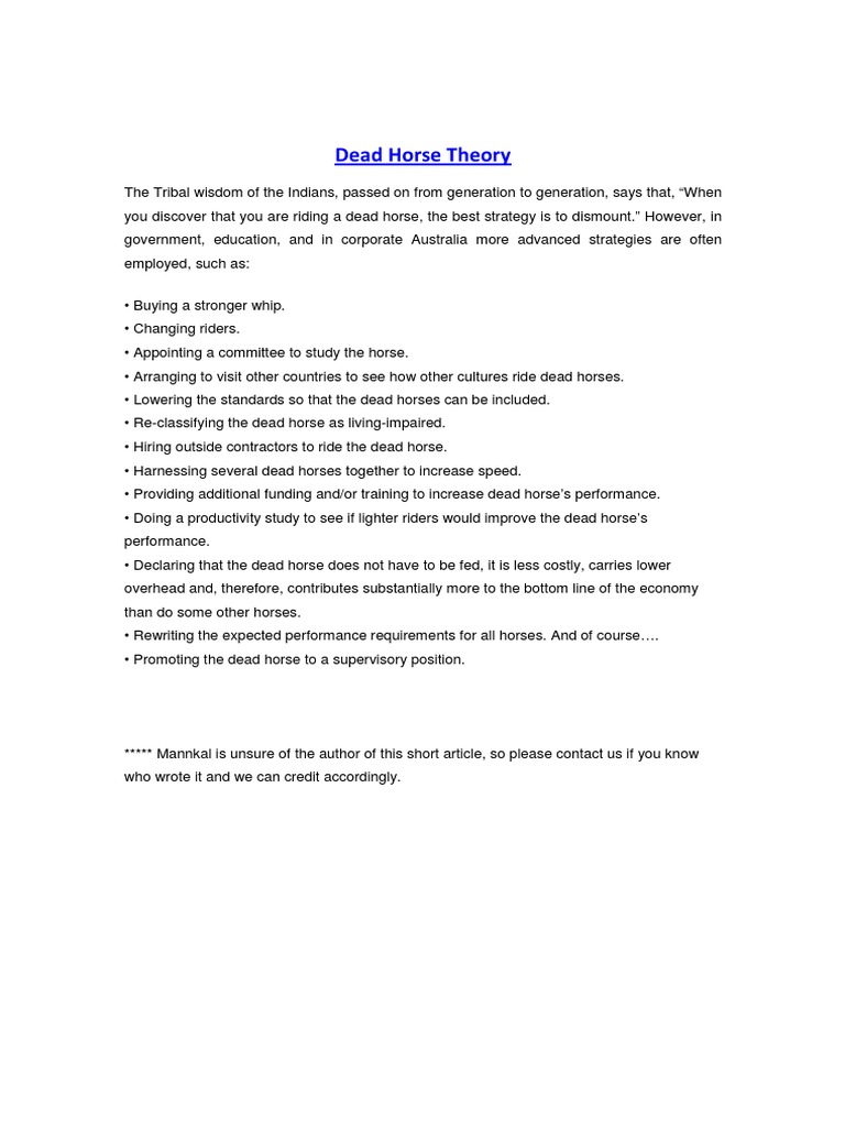 Dead Horse Theory | PDF