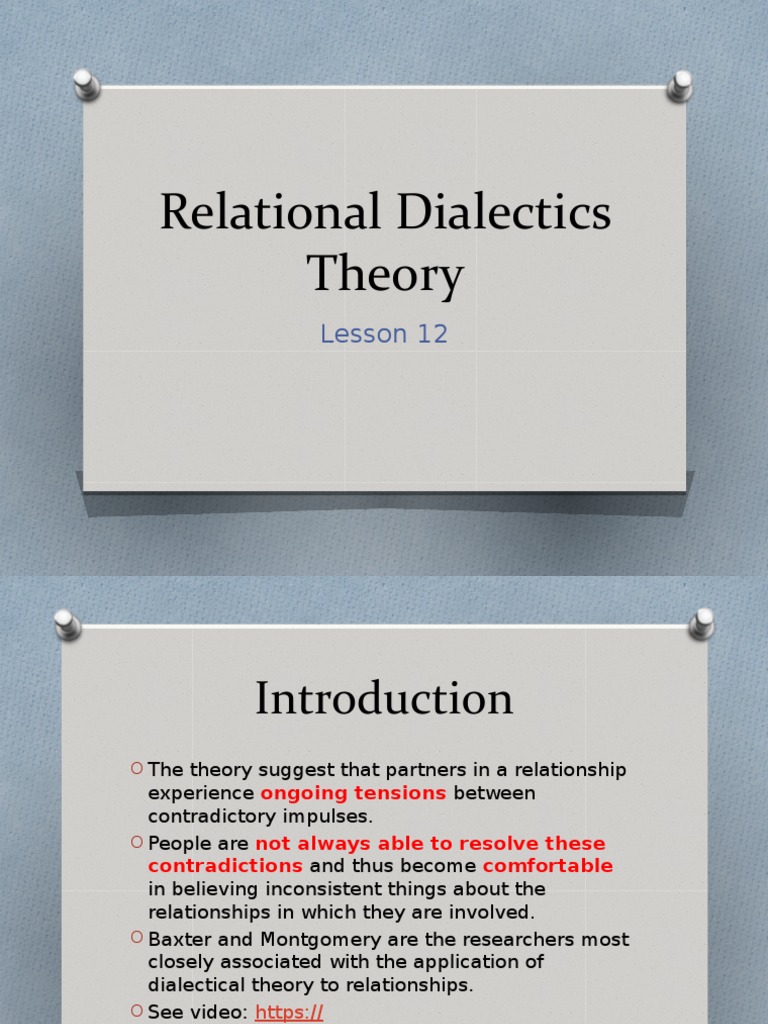 Lesson 9 Relational Dialectics Theory | PDF | Academic Discipline Interactions | Psychological ...