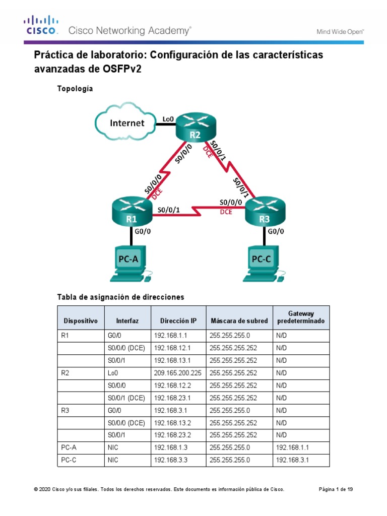 10.1.3.5 Lab - Configuring OSPFv2 Advanced Features | PDF | Enrutador (Computación) | Interfaz ...