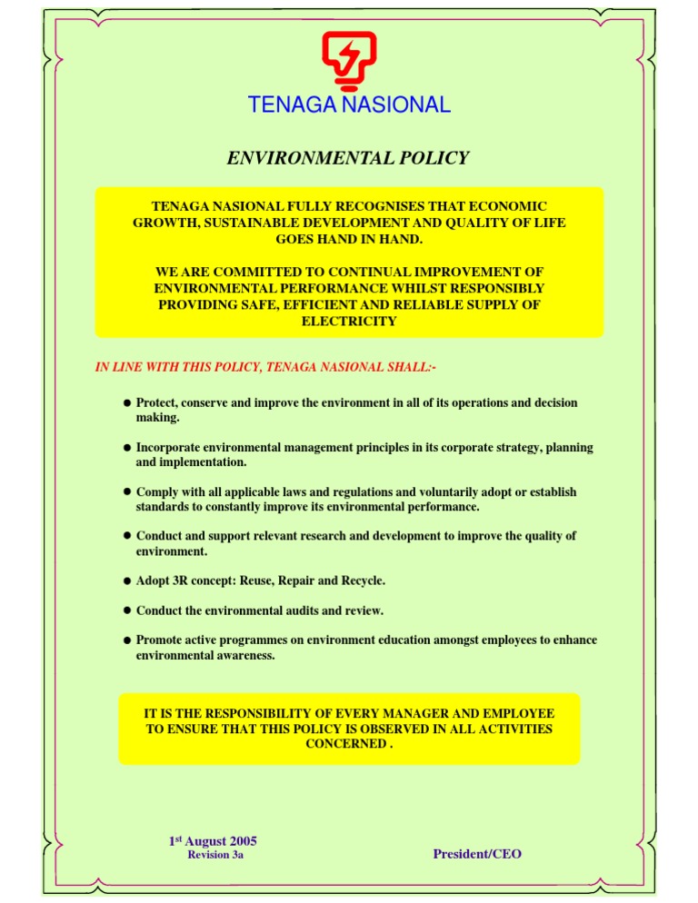 Environmental Policy Sentence Examples