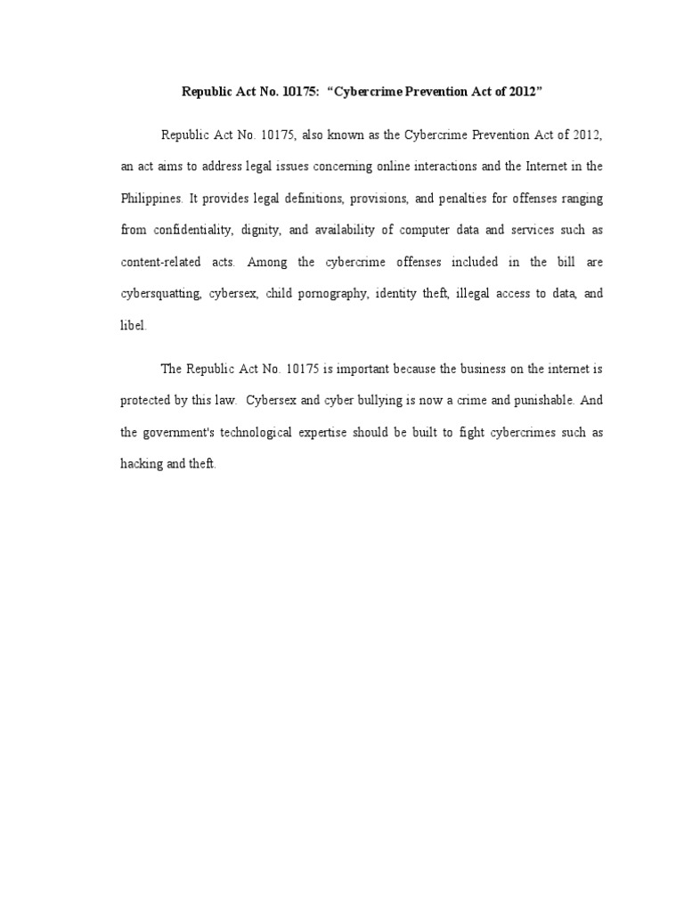 Republic Act No. 10175 | PDF