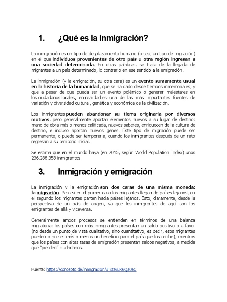 Qué Es La Inmigración | PDF