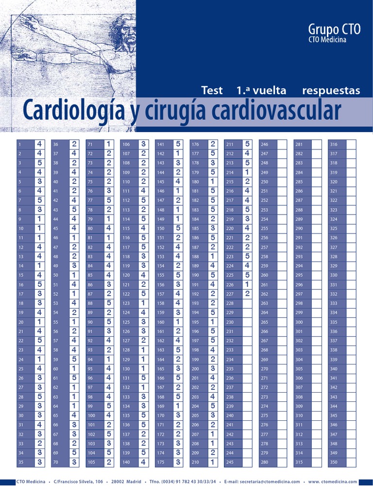 Cardiología y Cirugía Cardiovascular: Test 1. Vuelta Respuestas | PDF