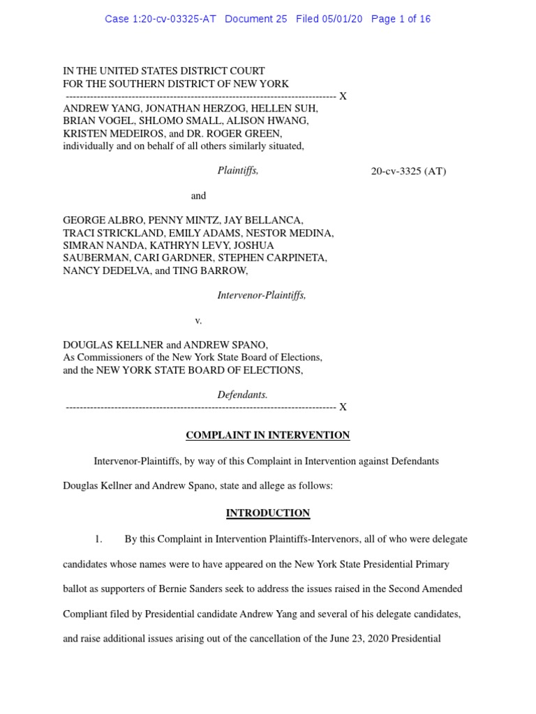 25 - Intervenor Complaint | PDF | United States Presidential Primary ...