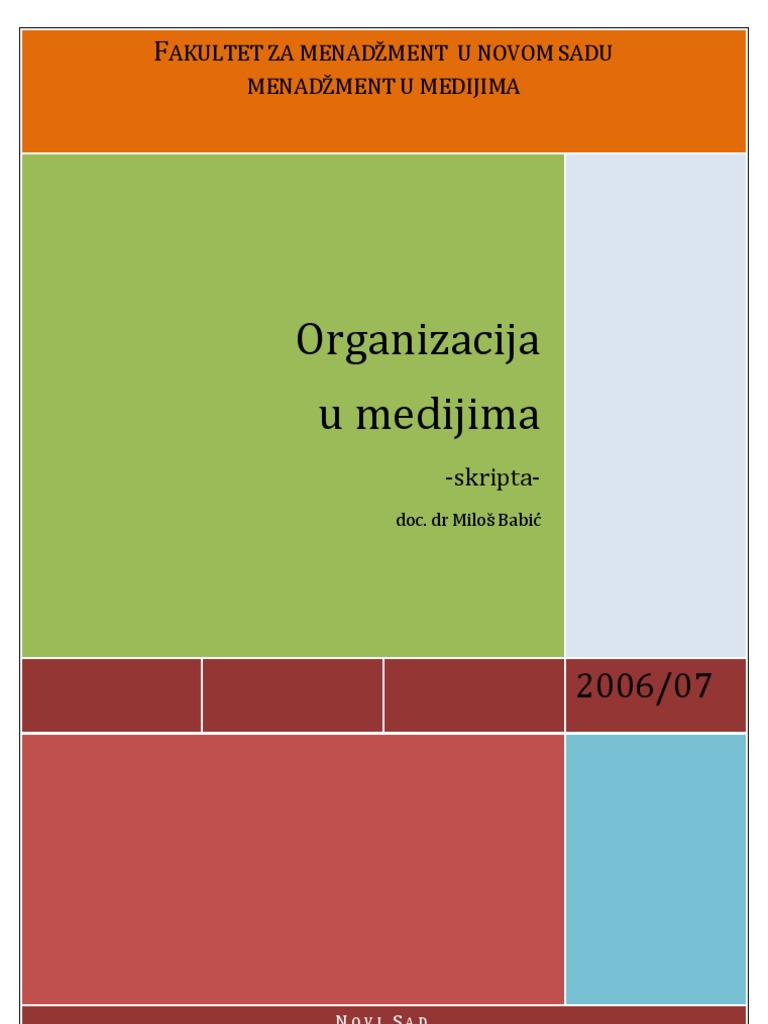 Organizacija U Medijima - Skripta | PDF