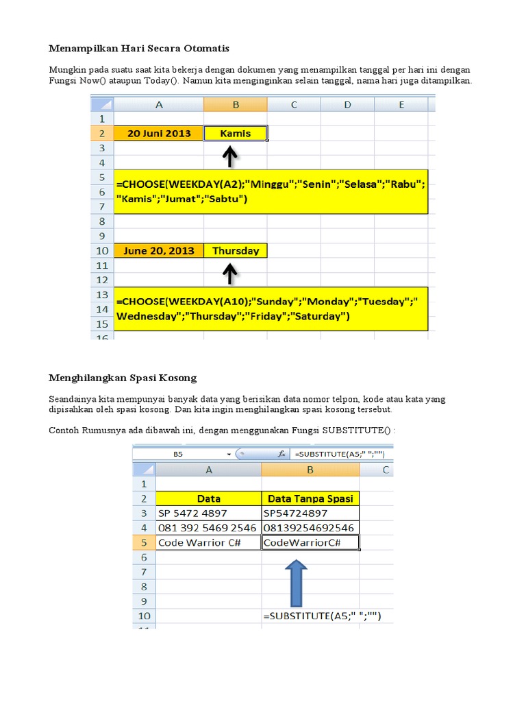 Panduan Rumus Excel: Tanggal, Hari, dan Penghitungan Umur | PDF ...
