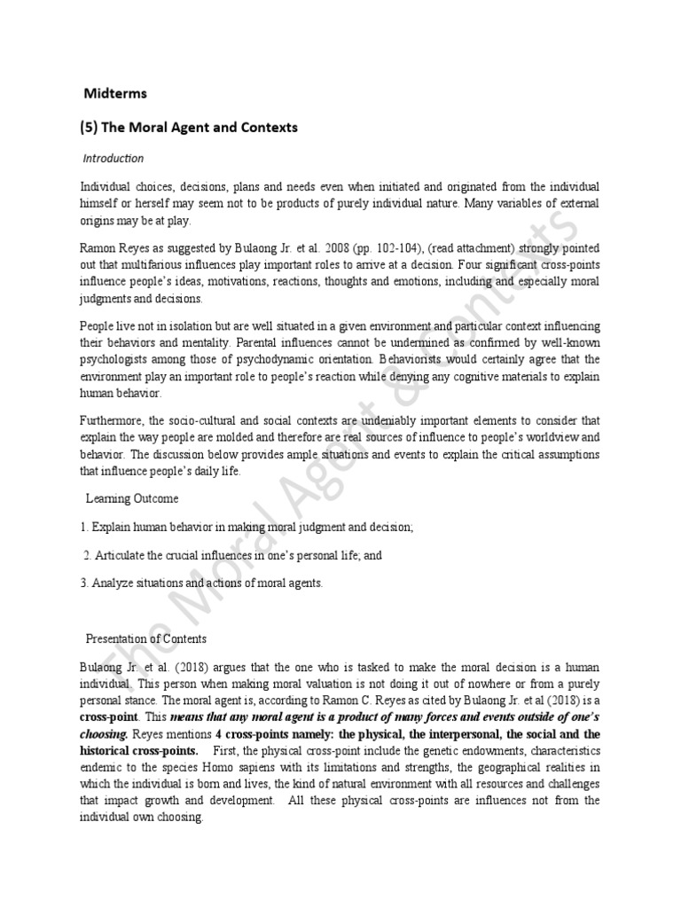 Influences on Moral Agency and Choices | PDF | Free Will | Motivation