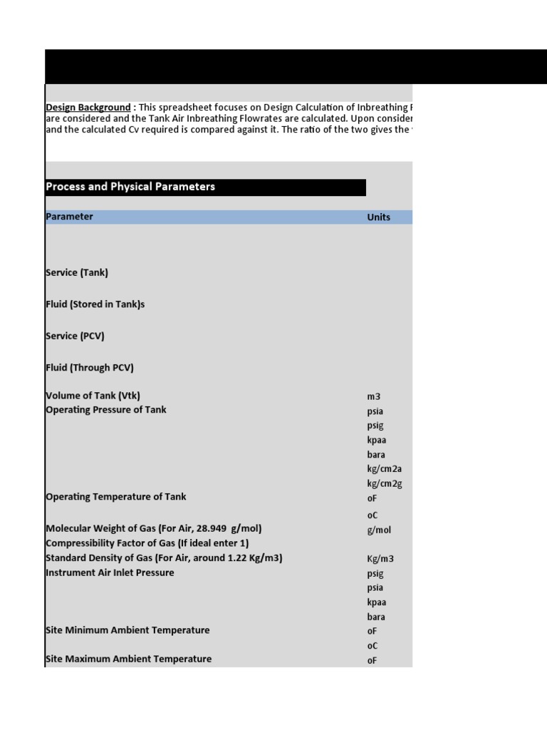 Spreadsheet - Gas Blanketed Tanks - Inbreathing Process Calculations ...