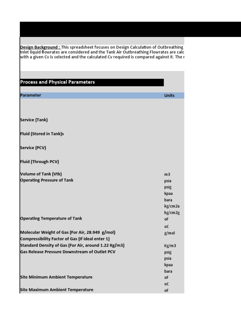Spreadsheet - Gas Blanketed Tanks - Outbreathing Process Calculations ...