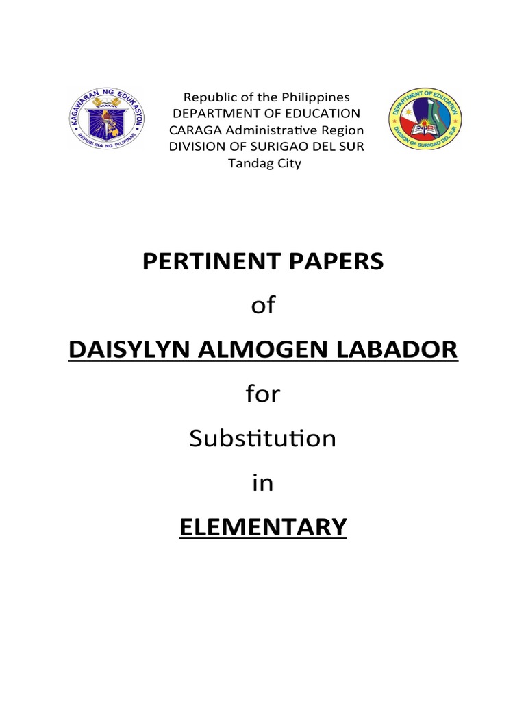 Cover Page For Substitution DEPED | PDF | Wellness | Science & Mathematics