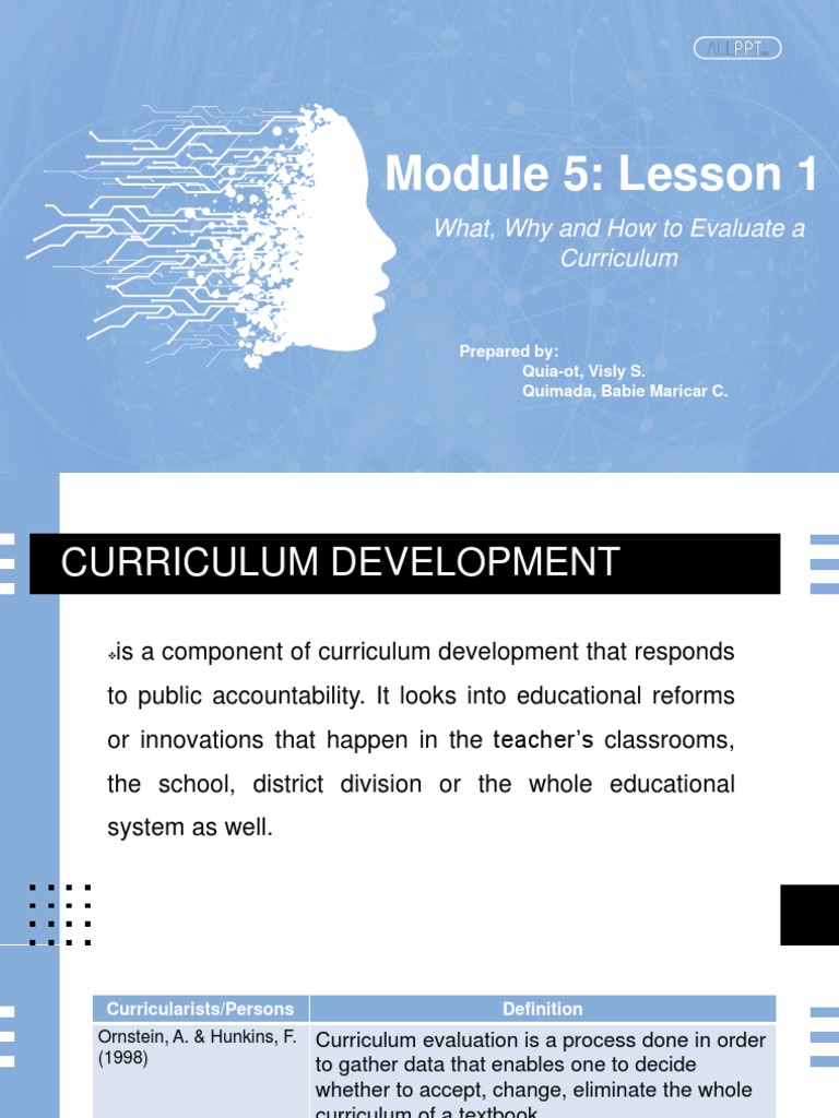 Module 5 Lesson 1 What Why and How To Evaluate A Curriculum PDF | PDF ...