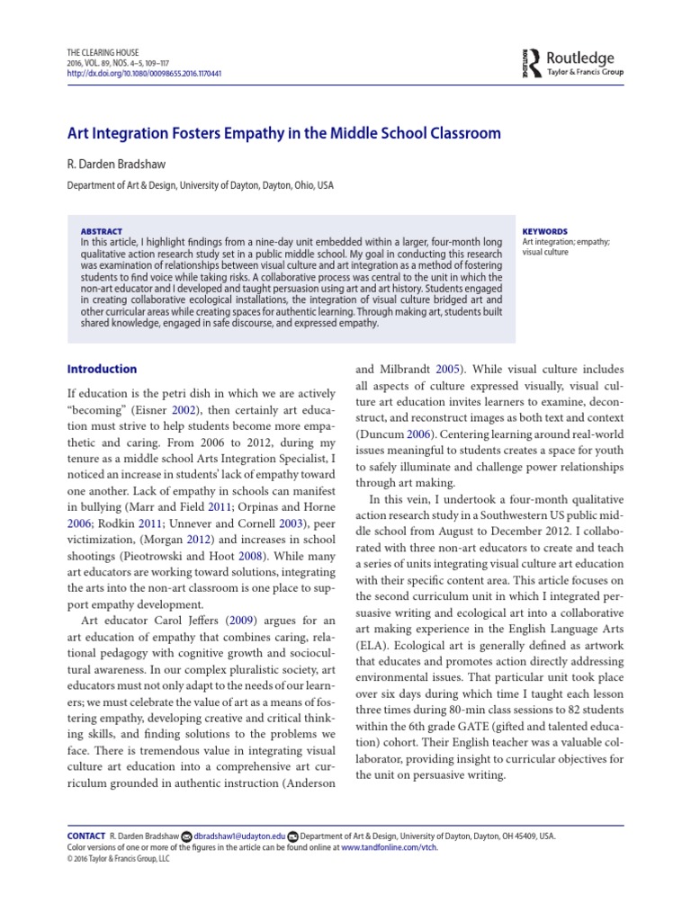 Art Integration Fosters Empathy in The Middle School Classroom ...