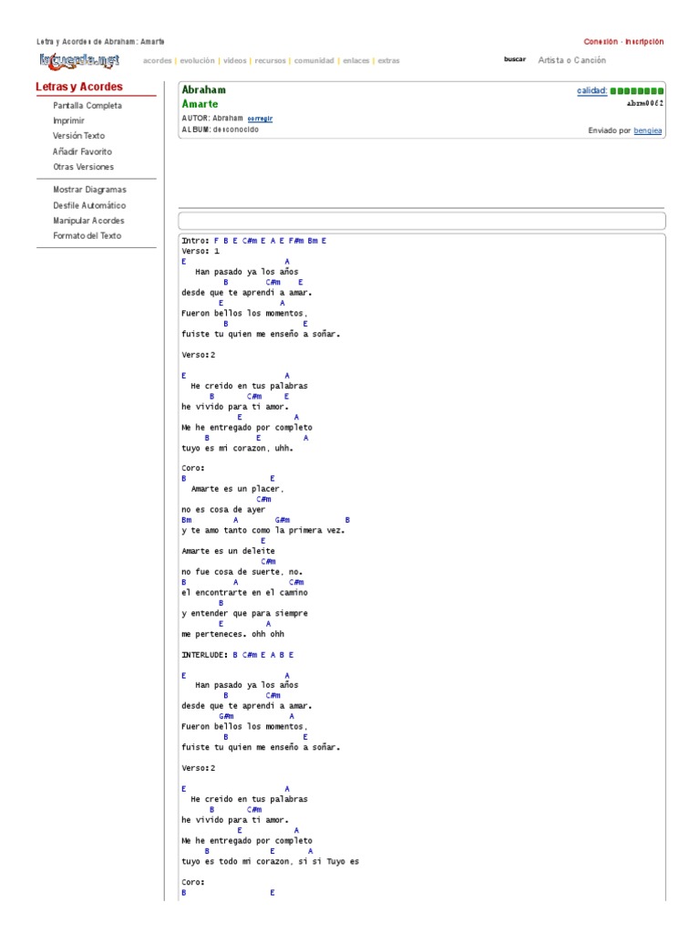 Abraham, Amarte Es Un Deleite - Letra y Acordes | PDF | Álbumes ... Abraham, Amarte Es Un Deleite - Letra y Acordes | PDF | Álbumes ...