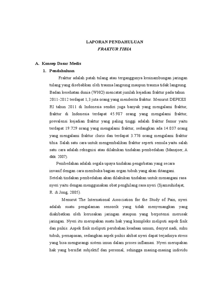 Laporan Fraktur Tibia: Pendahuluan Medis | PDF
