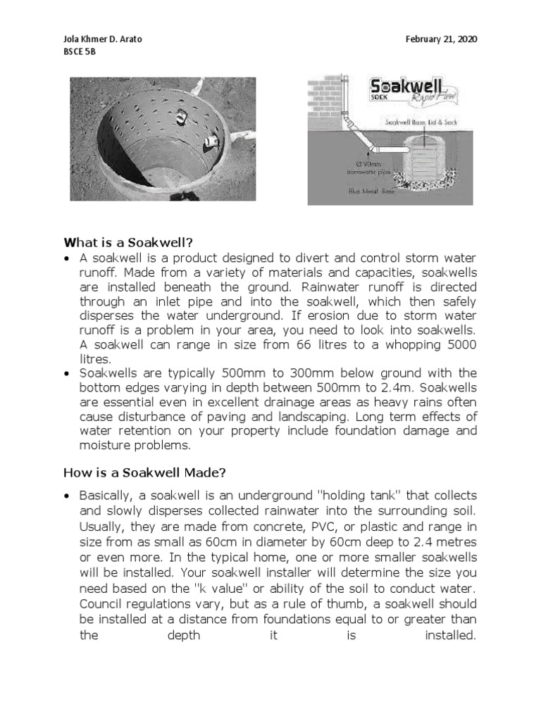 What Is A Soakwell?: Jola Khmer D. Arato February 21, 2020 Bsce 5B ...