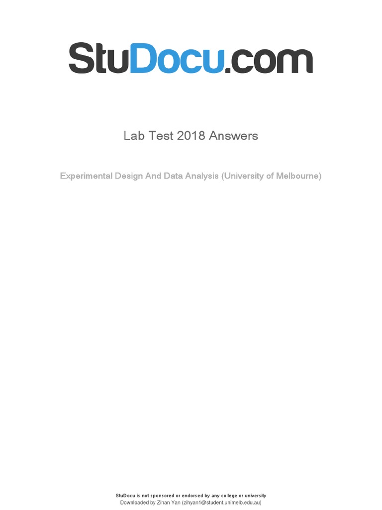 Lab Test 2018: Experimental Design Answers | PDF | P Value | Student's ...