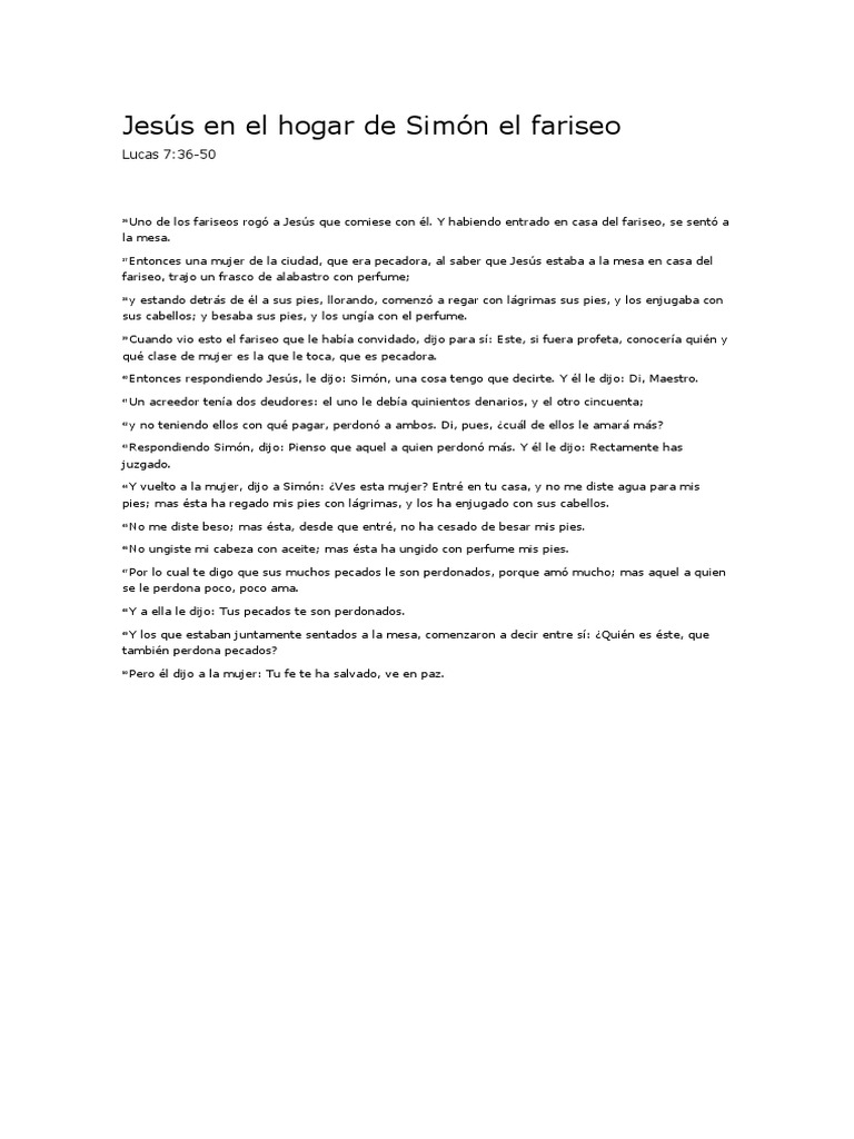 Jesús en El Hogar de Simón El Fariseo | PDF