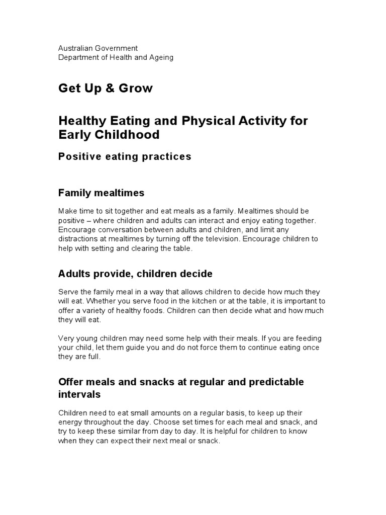 Get Up & Grow Healthy Eating and Physical Activity For Early Childhood ...