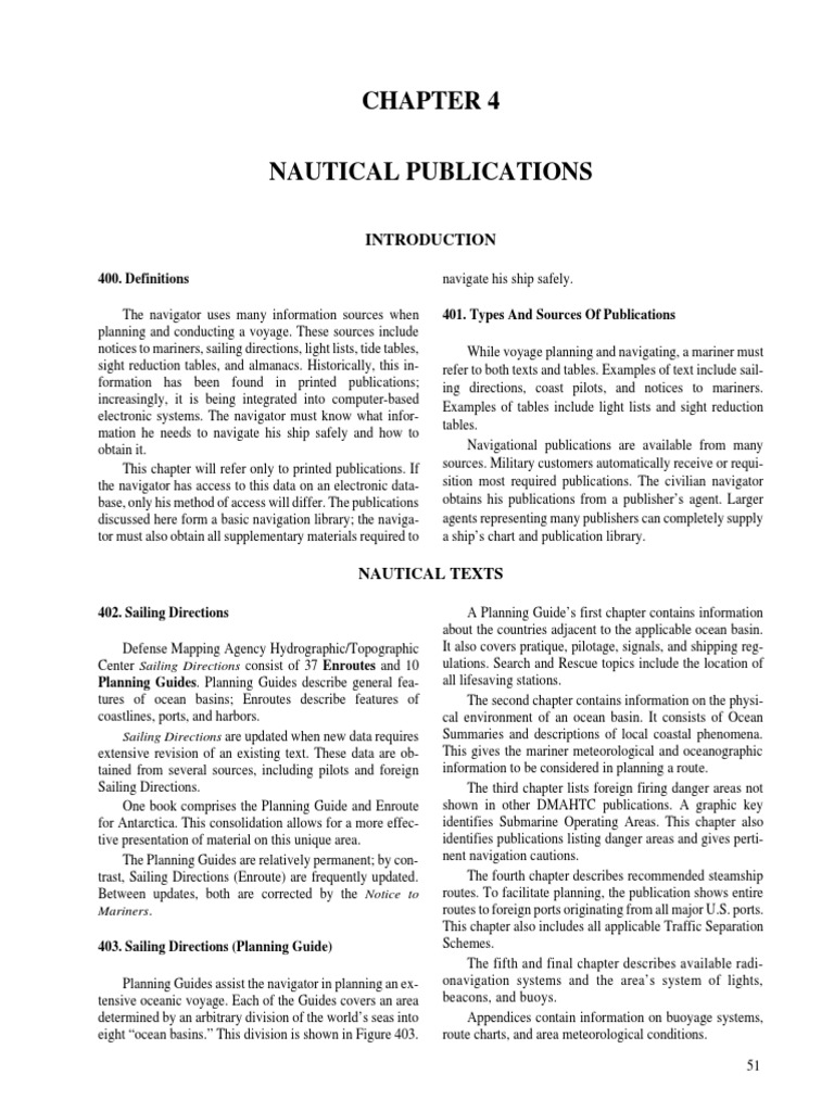 Definitions: Sailing Directions Are Updated When New Data Requires ...