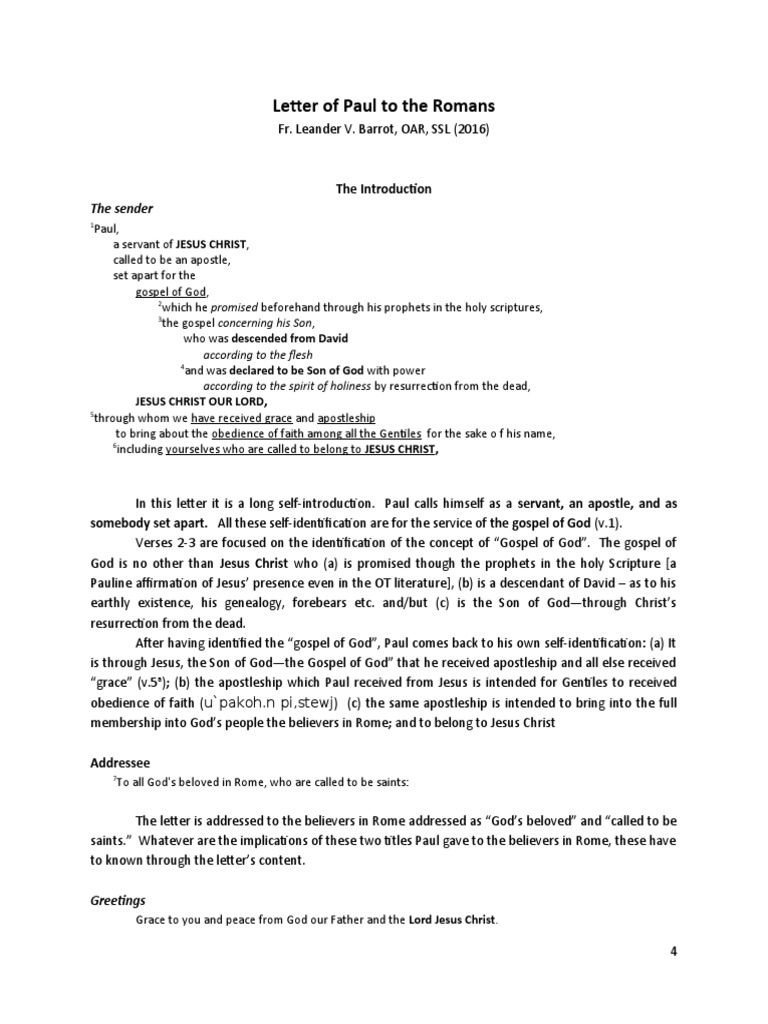 Paul's Letter to Romans: Introduction | PDF | Justification (Theology ...