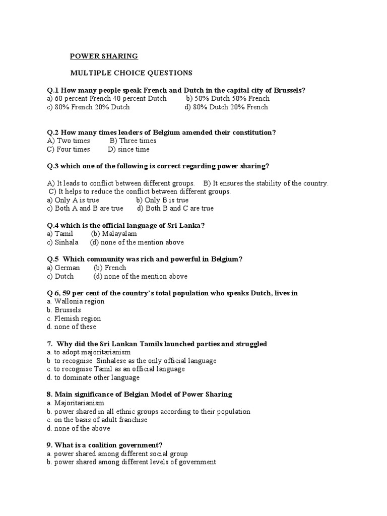 Sudha Sridharan - POWER SHARING WORKSHEET | PDF | Sri Lanka | Belgium