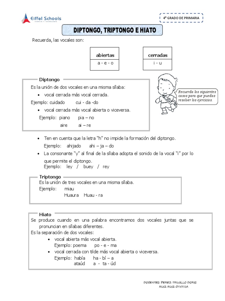 Diptongos y Triptongos en Primaria | PDF | Vocal | Sílaba