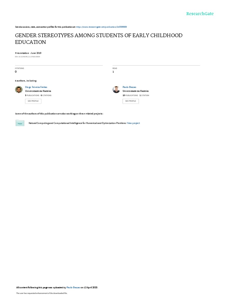 Gender Stereotypes in Early Childhood Education | PDF | Academic Degree ...