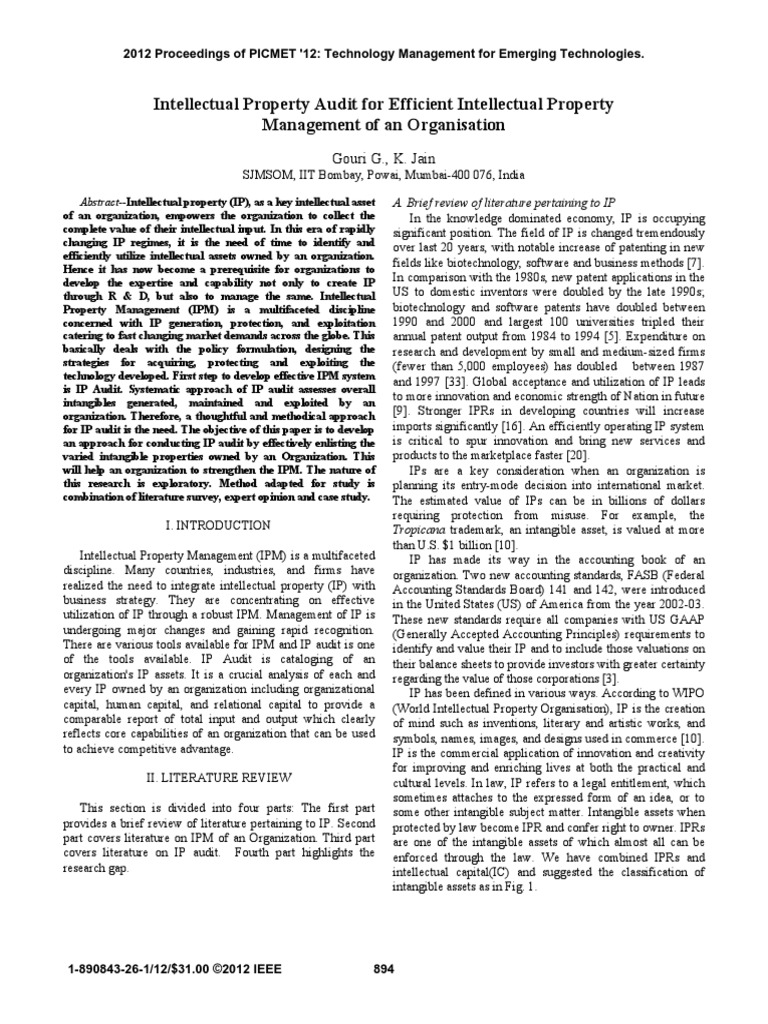 PICMET (IEEE Paper) - GG | Download Free PDF | Intellectual Property ...