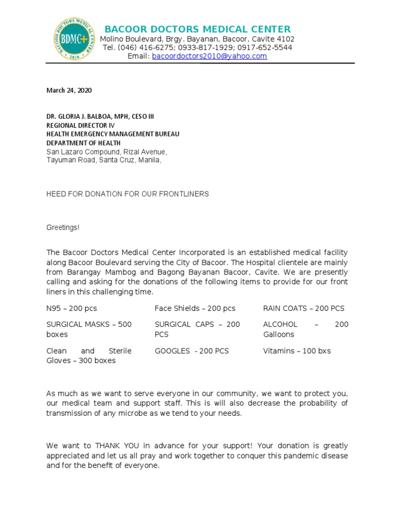 Doh - Request Letter For Donation | PDF
