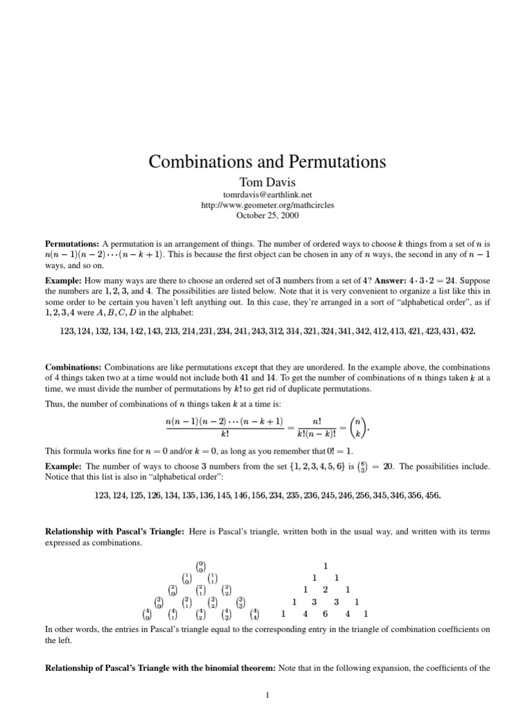 Permutation and Combination | PDF | Mathematical Concepts | Algebra Permutation and Combination | PDF | Mathematical Concepts | Algebra