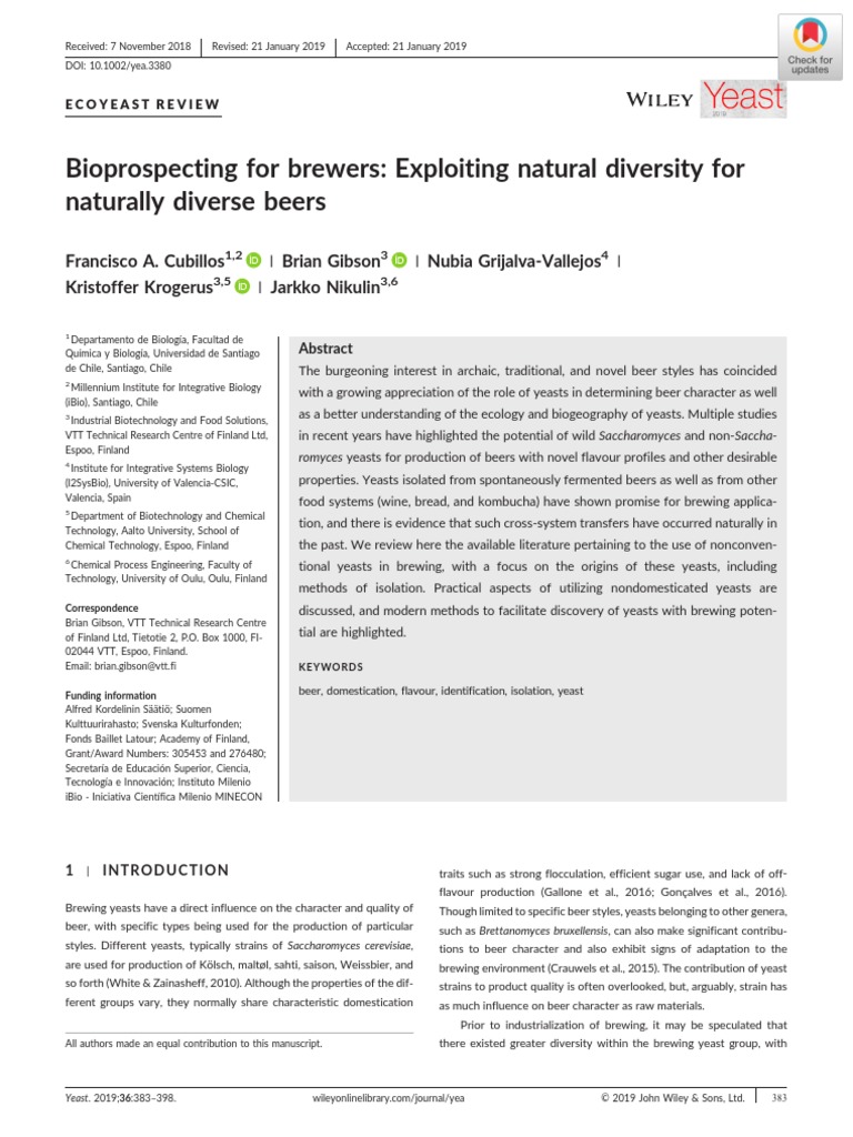Bioprospecting For Brewers Exploiting Natural Diversity For Naturally Diverse Beers | PDF ...