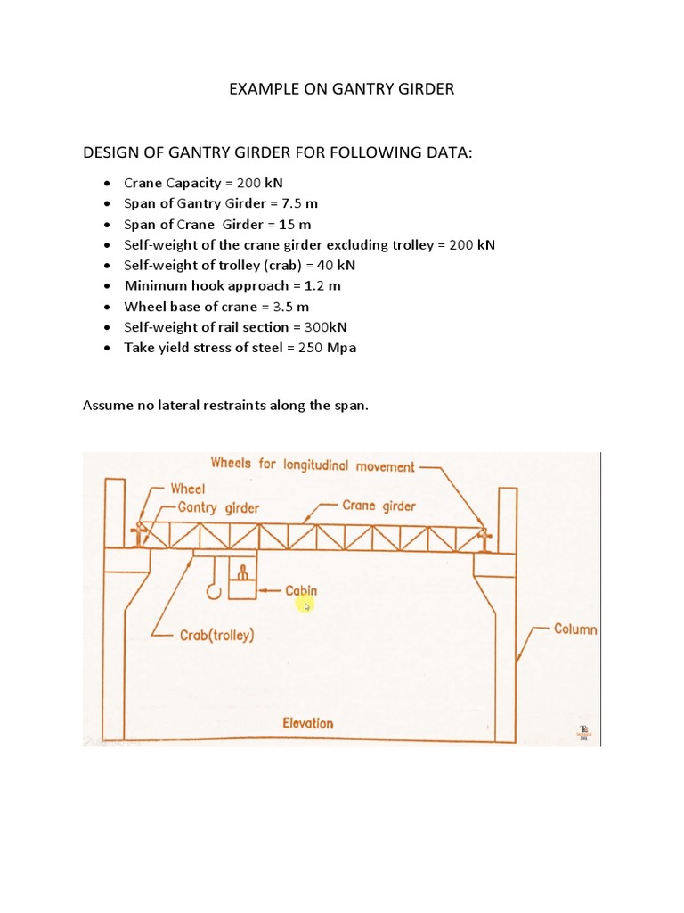 Example On Gantry Girder | PDF | Crane (Machine) | Building Engineering