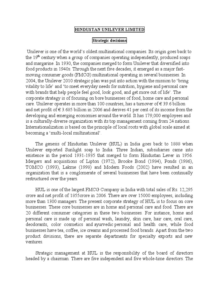 Hindustan Unilever Limited | PDF | Unilever | Electric Vehicle