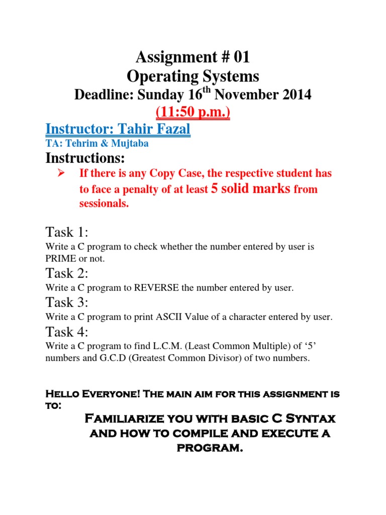 Assignment-01 Operating Systems | PDF | Career & Growth | Computers