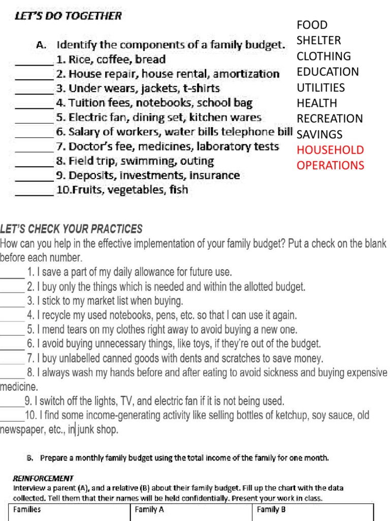 Food Shelter Clothing Education Utilities Health Recreation Savings | PDF