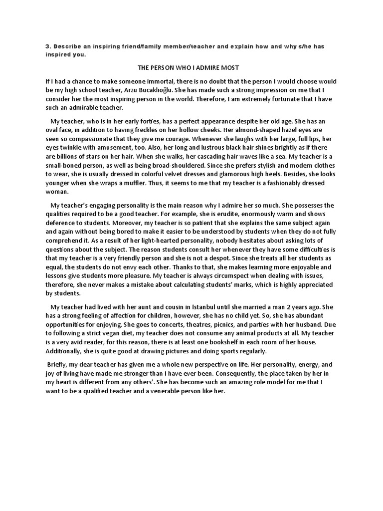 The Person Who I Admire Most | PDF