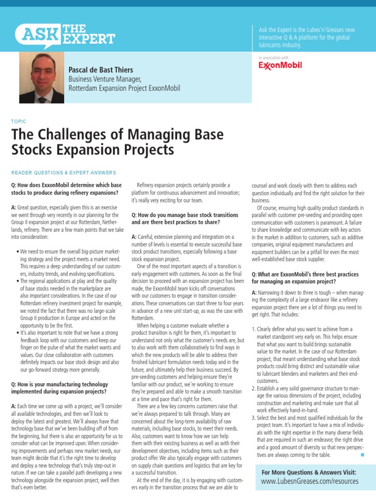 Managing Successful Base Stock Transitions Through Extensive Planning ...
