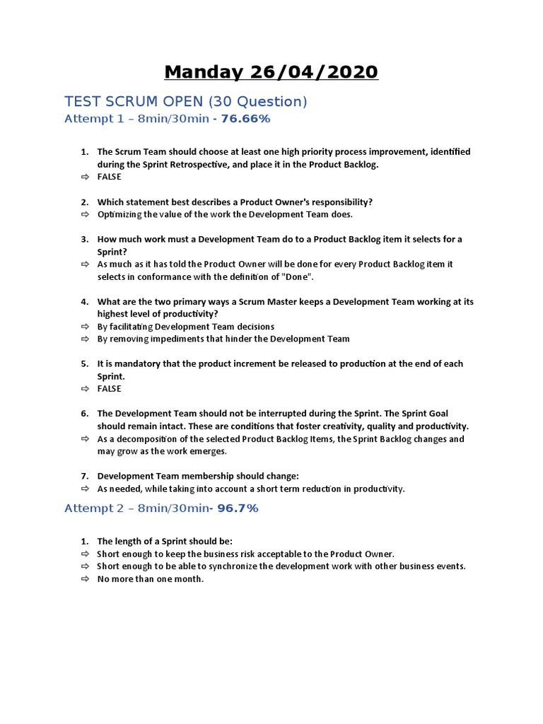 Scrum Assessments - Open | Download Free PDF | Scrum (Software ...