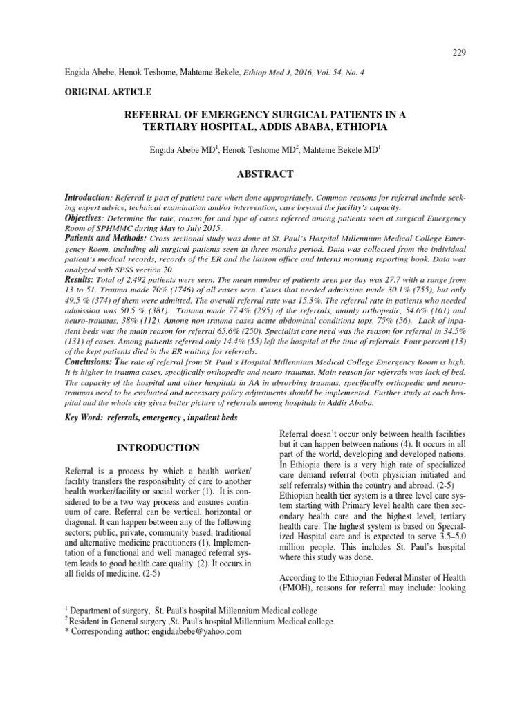 Emergency Referrals PDF | Download Free PDF | Hospital | Patient