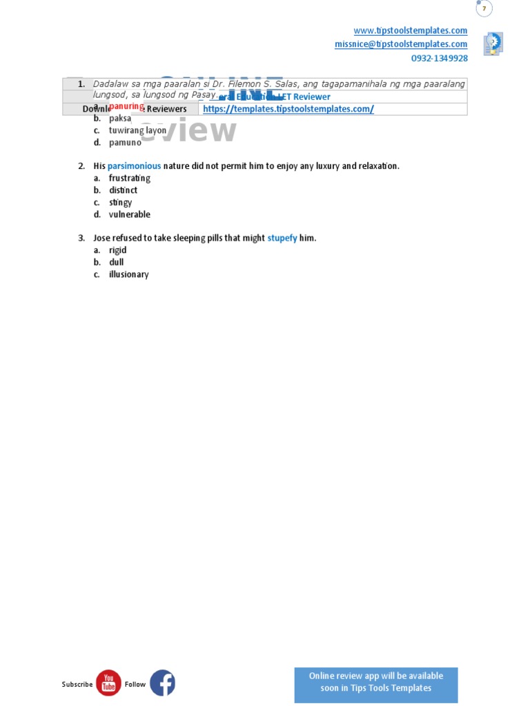 LET-BLEPT Reviewer - Gen Ed Set 1A - 45 Items | PDF