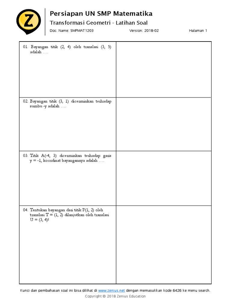 Transformasi Geometri SMP PDF | PDF