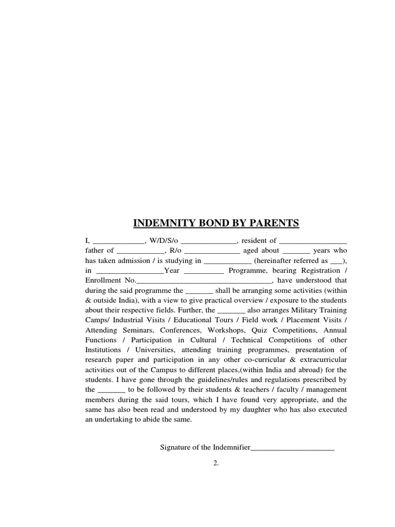 Bond of Indemnity | PDF | Indemnity | Government