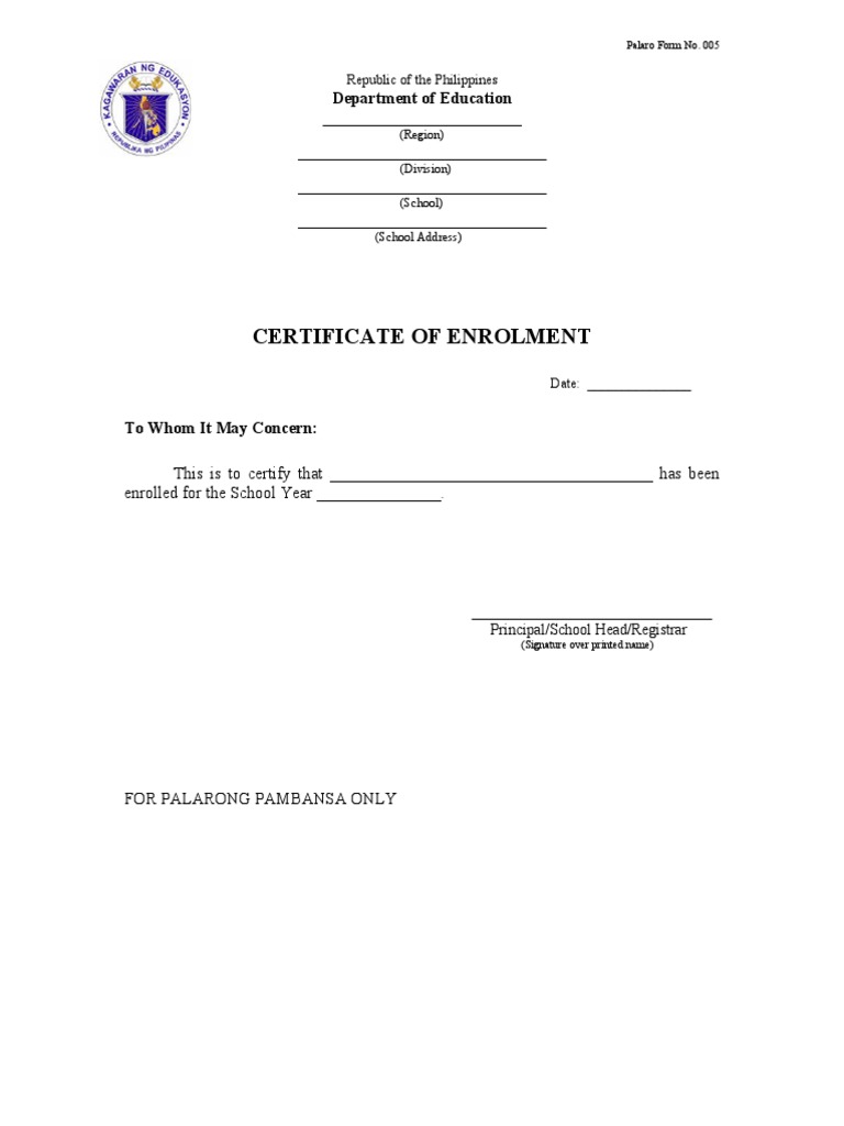 Certificate of Enrolment | PDF