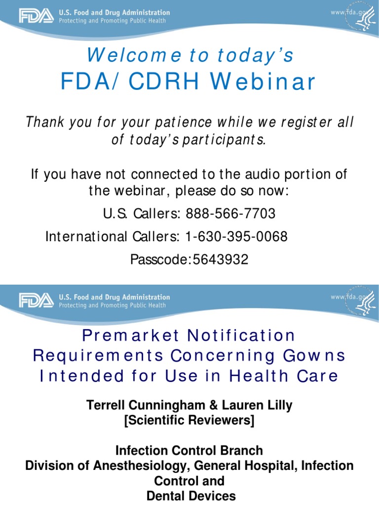 Welcome To Today's: FDA/CDRH Webinar | PDF | Federal Food | Food And ...