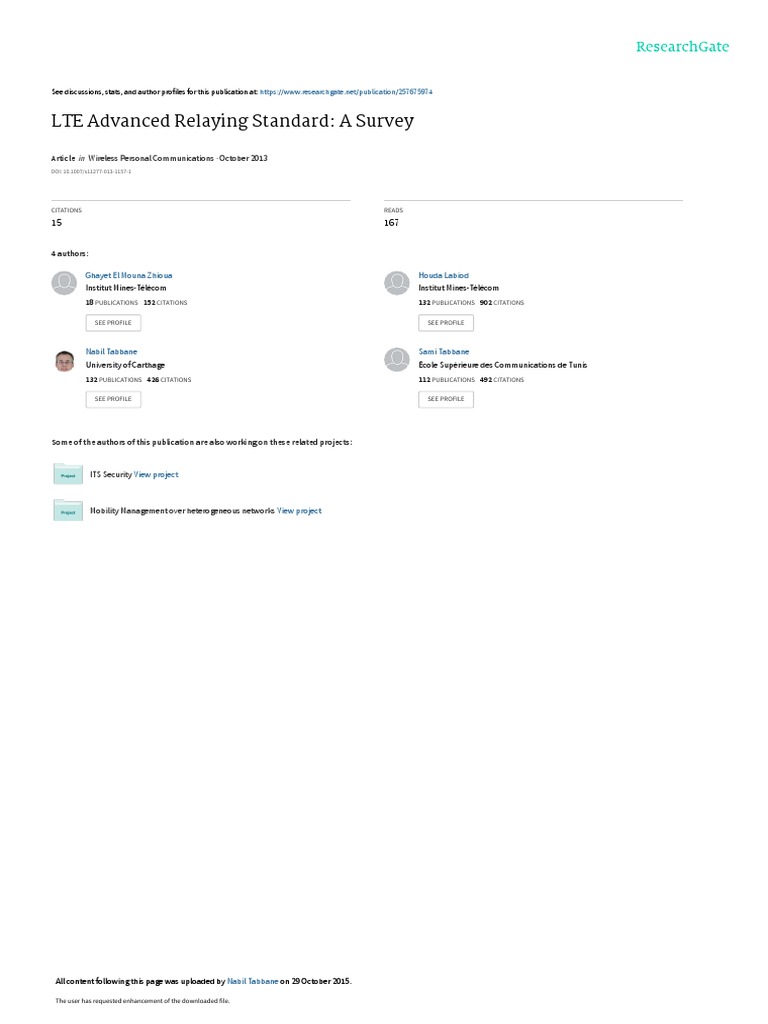 LTE Advanced Relaying Standard A Survey PDF | Download Free PDF | Lte ...