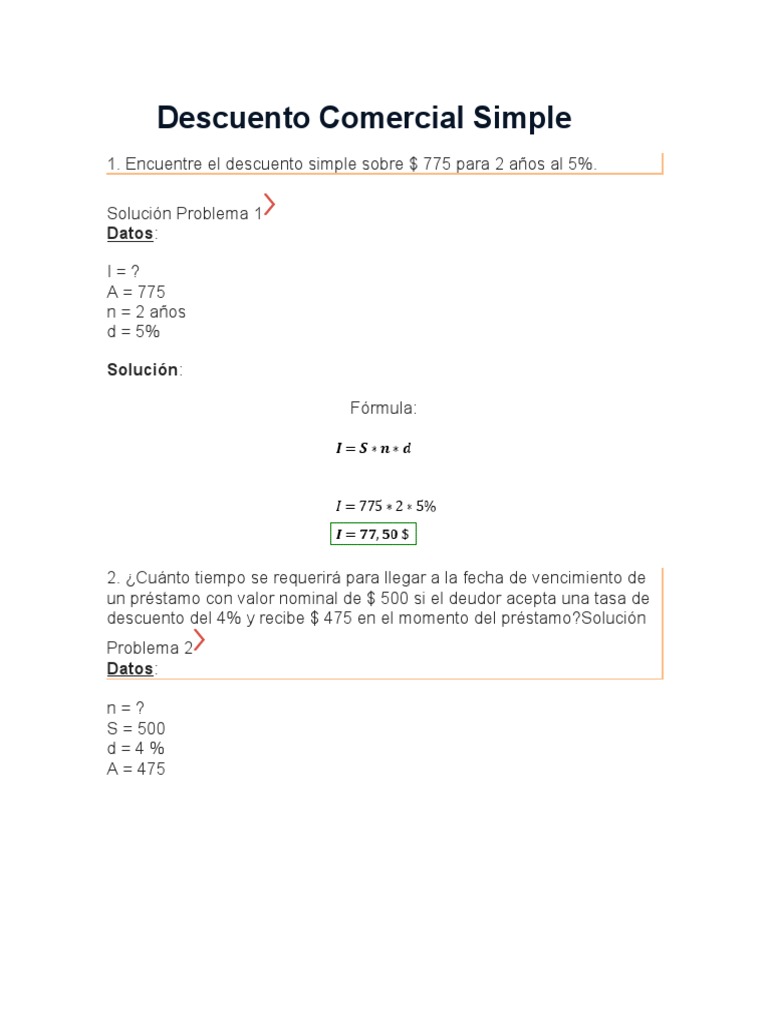 Descuento Comercial Simple | PDF | Negocios | Finanzas y dinero