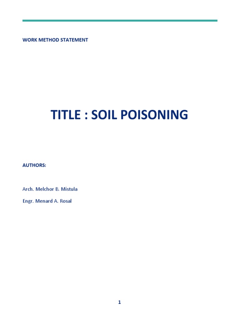Soil Poisoning Work Method | PDF | Personal Protective Equipment | Pest ...
