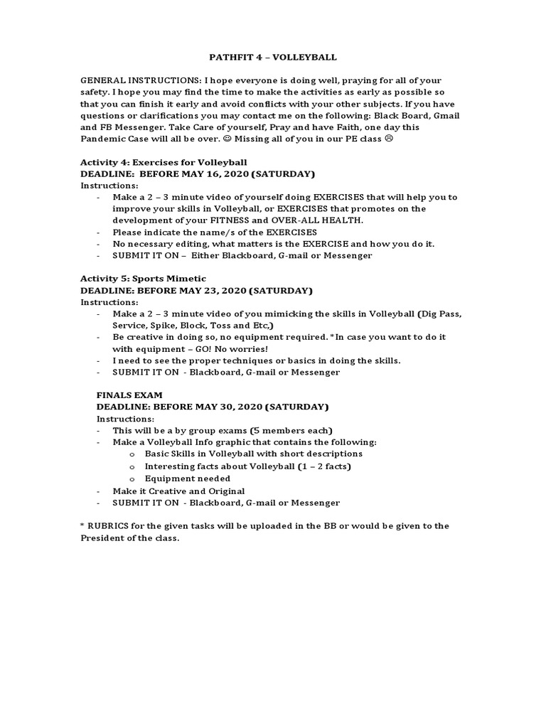 Pathfit 4 Volleyball Finals Period | PDF