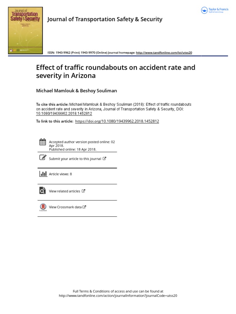 Effect of Traffic Roundabouts On Accident Rate and Severity in Arizona ...